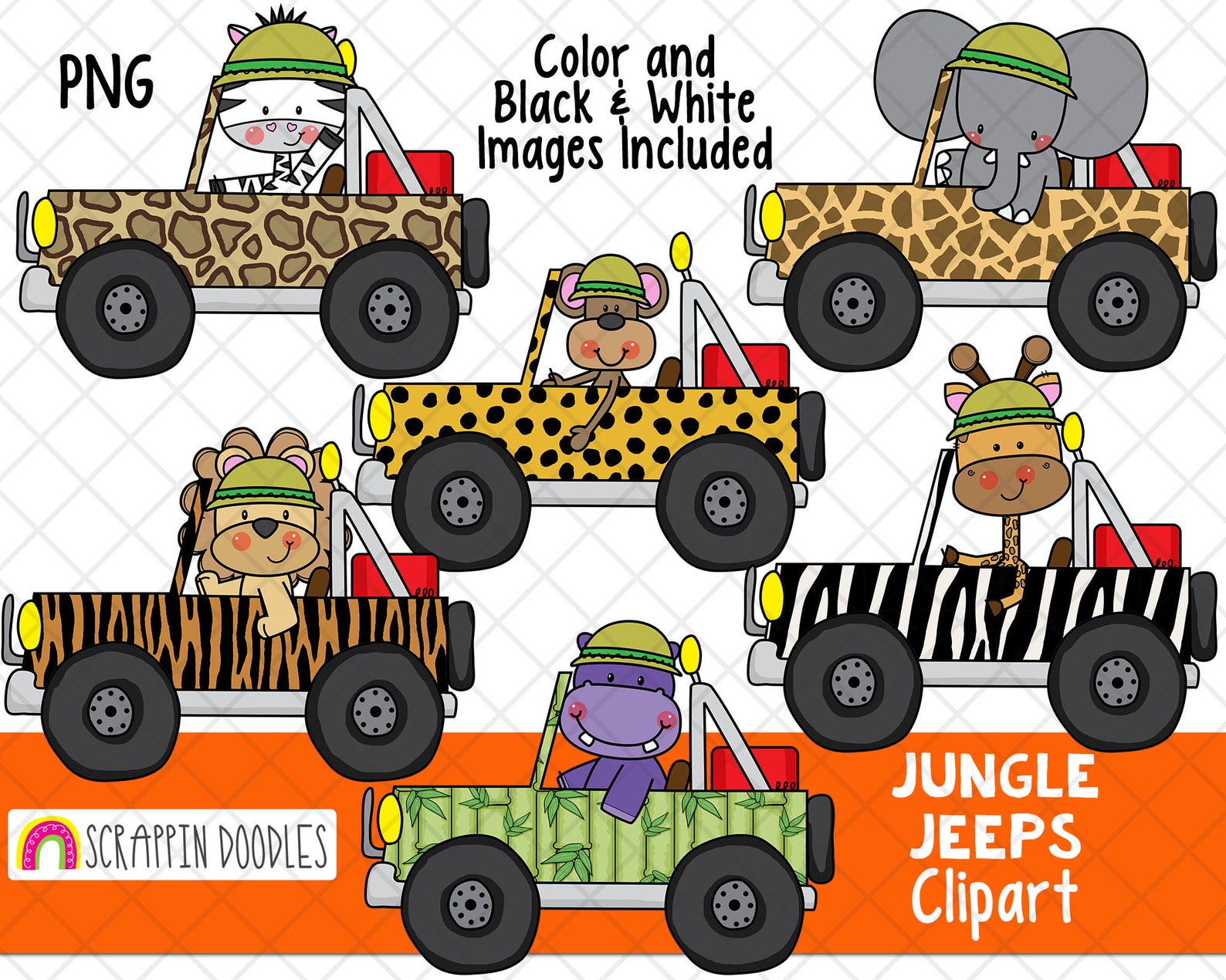 Jungle Animal Clipart - Jungle Jeeps Clip Art - Safari Animal Clipart ...