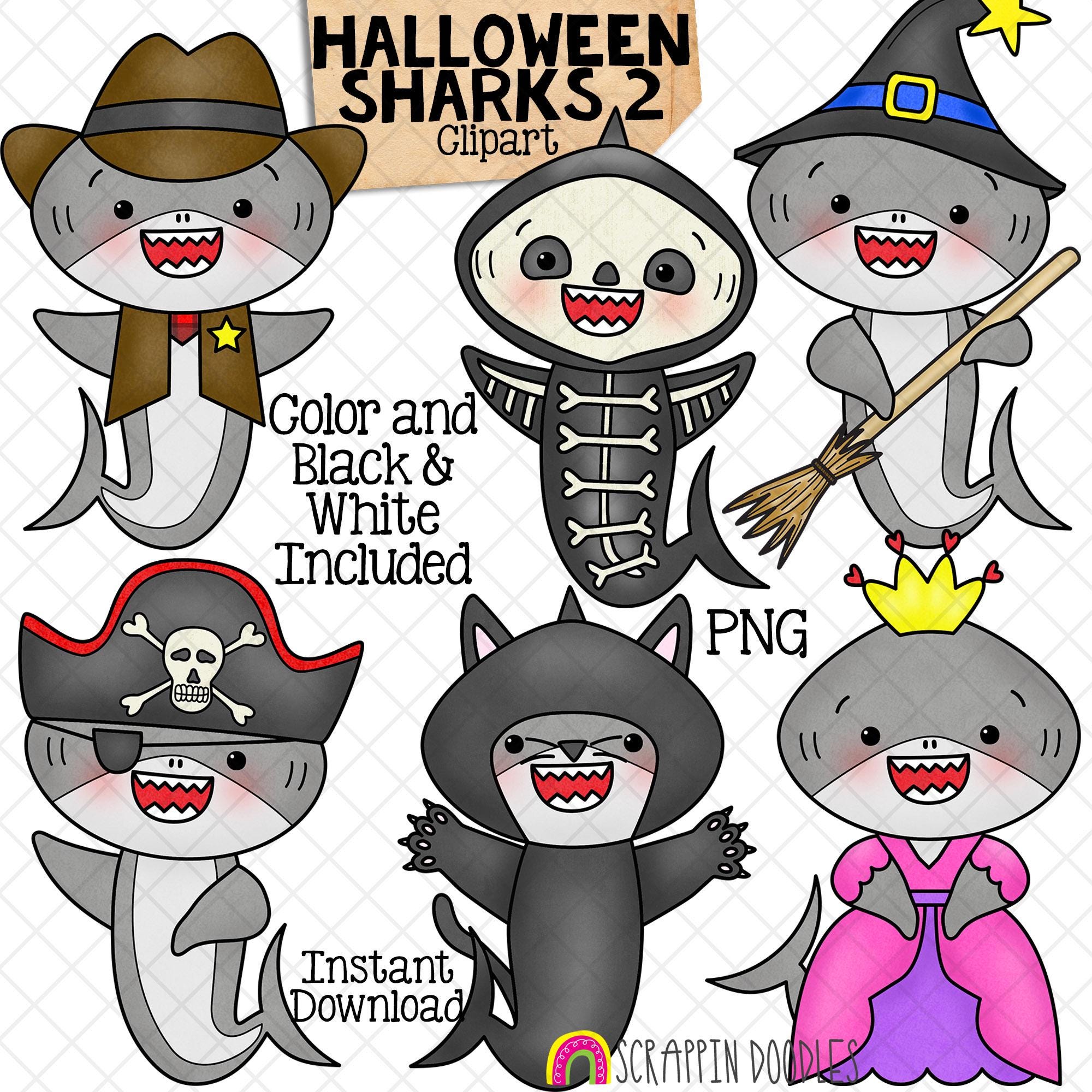Halloween Sharks 2 Clip Art Grey Shark Clipart Baby Shark Cowboy ...