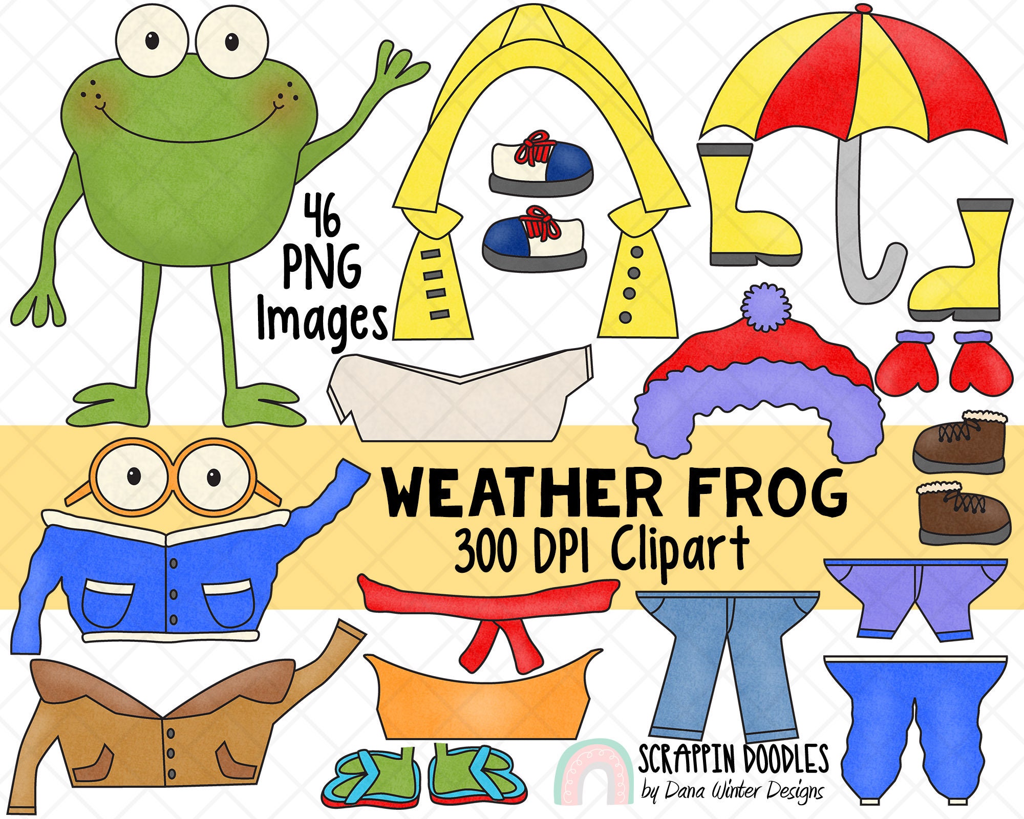 Weather Clip Art Weather Frog Dress up Seasonal Clothing Winter Spring ...