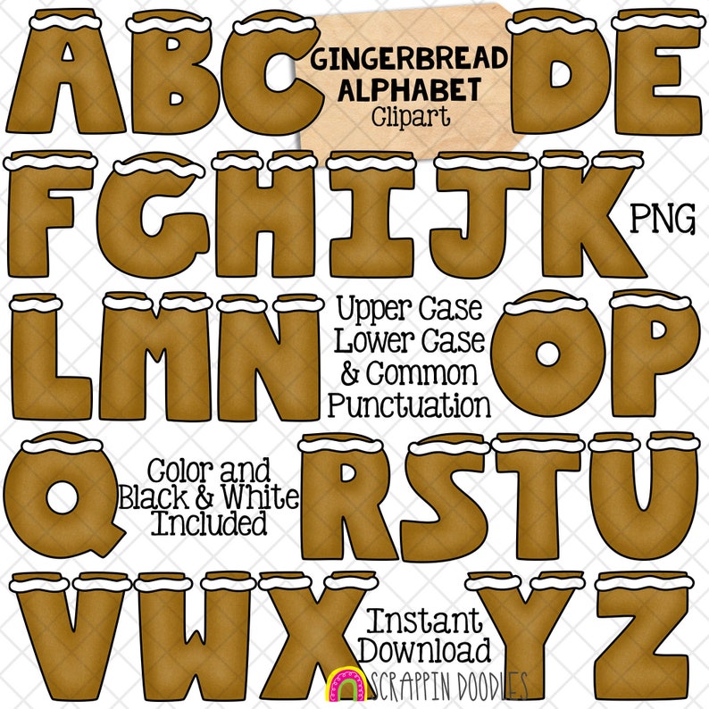 Gingerbread Alphabet Clipart Ginger Bread Cookie Letters - Etsy