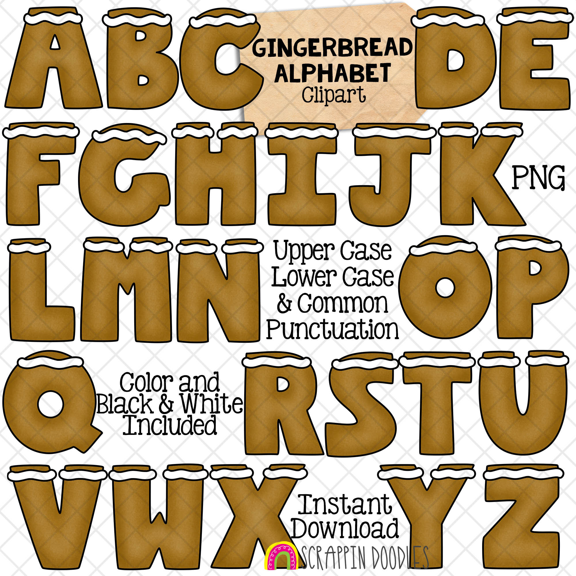 Gingerbread Alphabet Clipart Ginger Bread Cookie Letters Clip Art ...