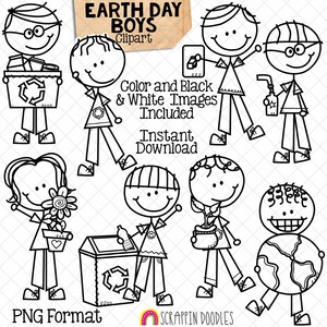 Earth Day Clipart - Doodle Boys - Climate Change - Environmental Kids ...