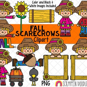 Fall Scarecrows Clipart - Commercial Use Scarecrow Clipart - Sunflower ...