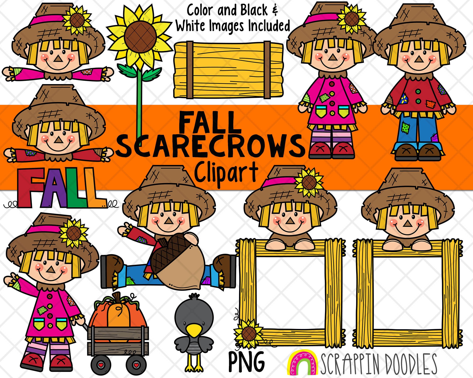 Scarecrow Black And White Clip Art