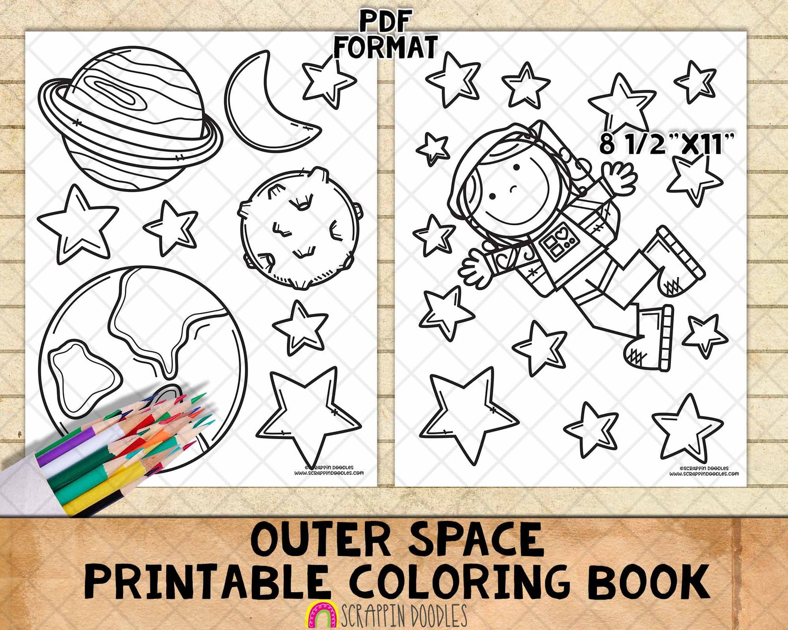 Outer Space Coloring Book Astronaut Coloring Pages Printable PDF ...