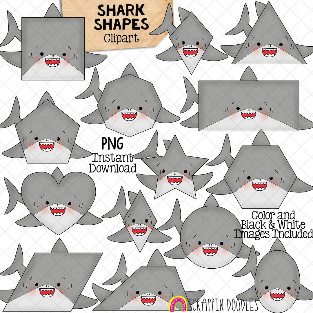 Shark Shapes Clip Art - Grey Shark Clipart - Sharks in Different Shapes ...