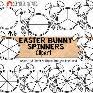 Bunny Spinner Clip Art - Commercial Use Easter Rabbits Holding Spinners ...