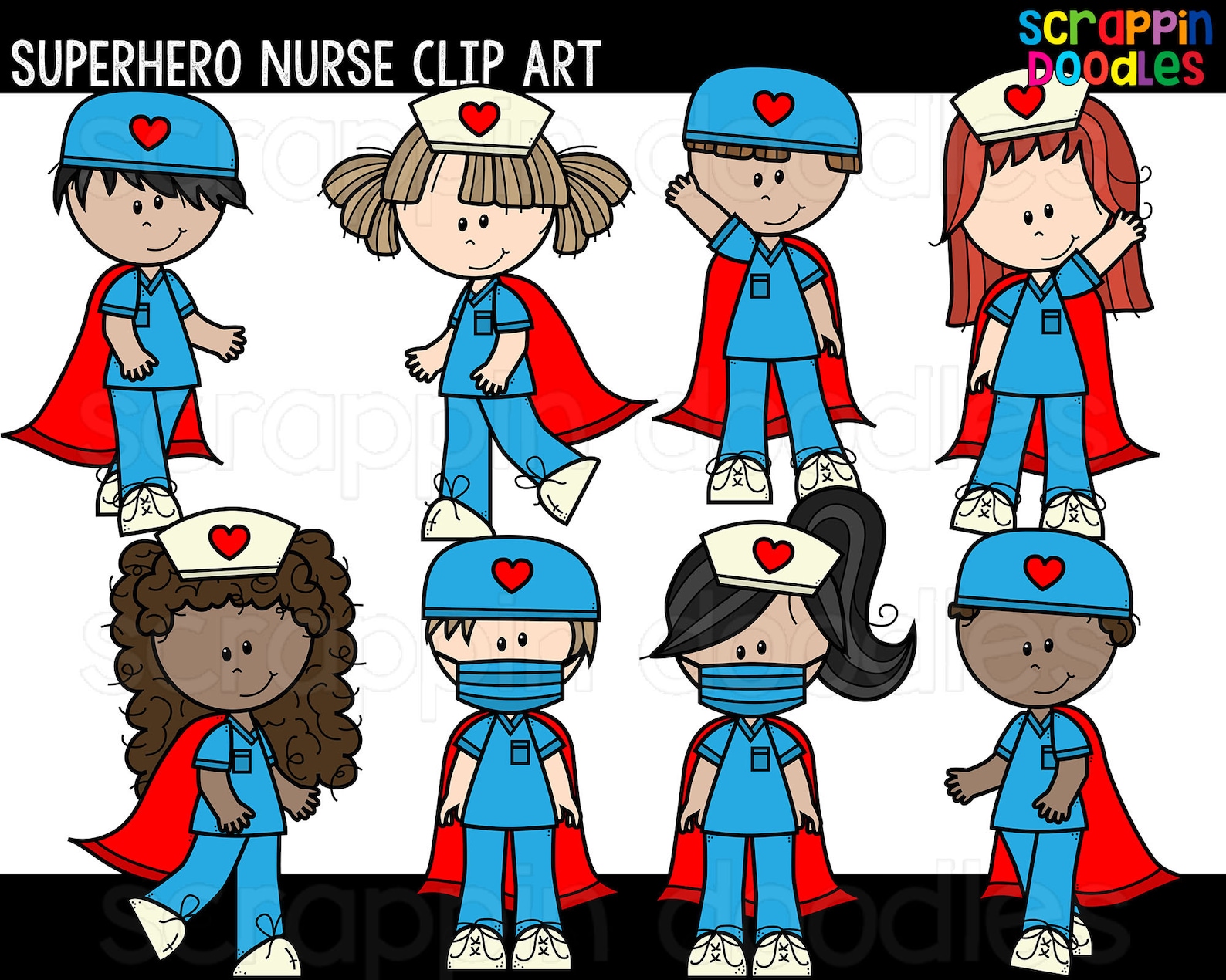 Superhero Nurse Clip Art Cute Commercial Use Superhero | Etsy