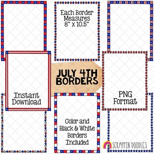 July 4th Clipart Bundle - Backgrounds - Borders - Frames - Dividers ...