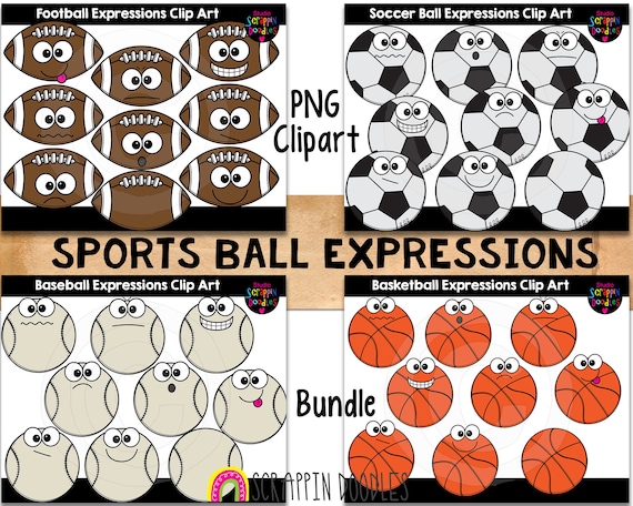 Sports Ball Expressions Clip Art Bundle Soccer Ball - Etsy