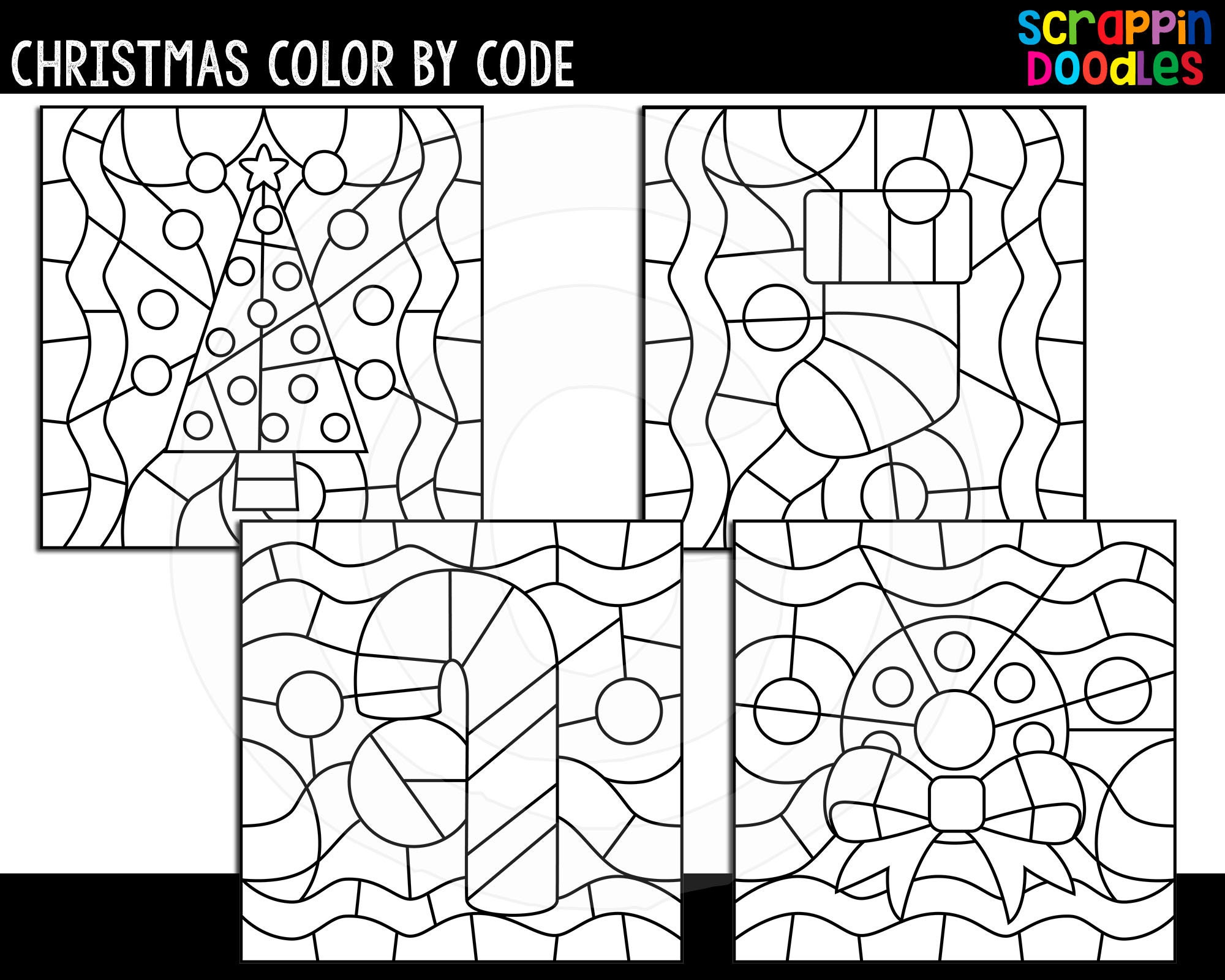 Christmas Color by Code Templates Cute Commercial Color by Code Bright ...