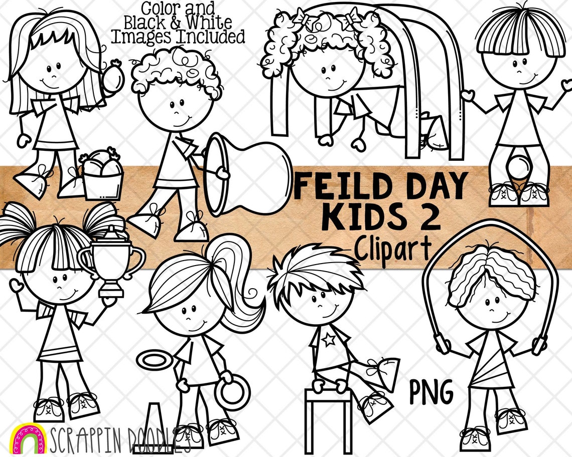 Field Day Clipart 2 track and Field Kids School Tabloid Day - Etsy