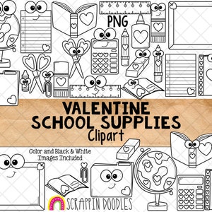 School Supplies Clipart - Valentine's Day Clip Art - Commercial Use ...