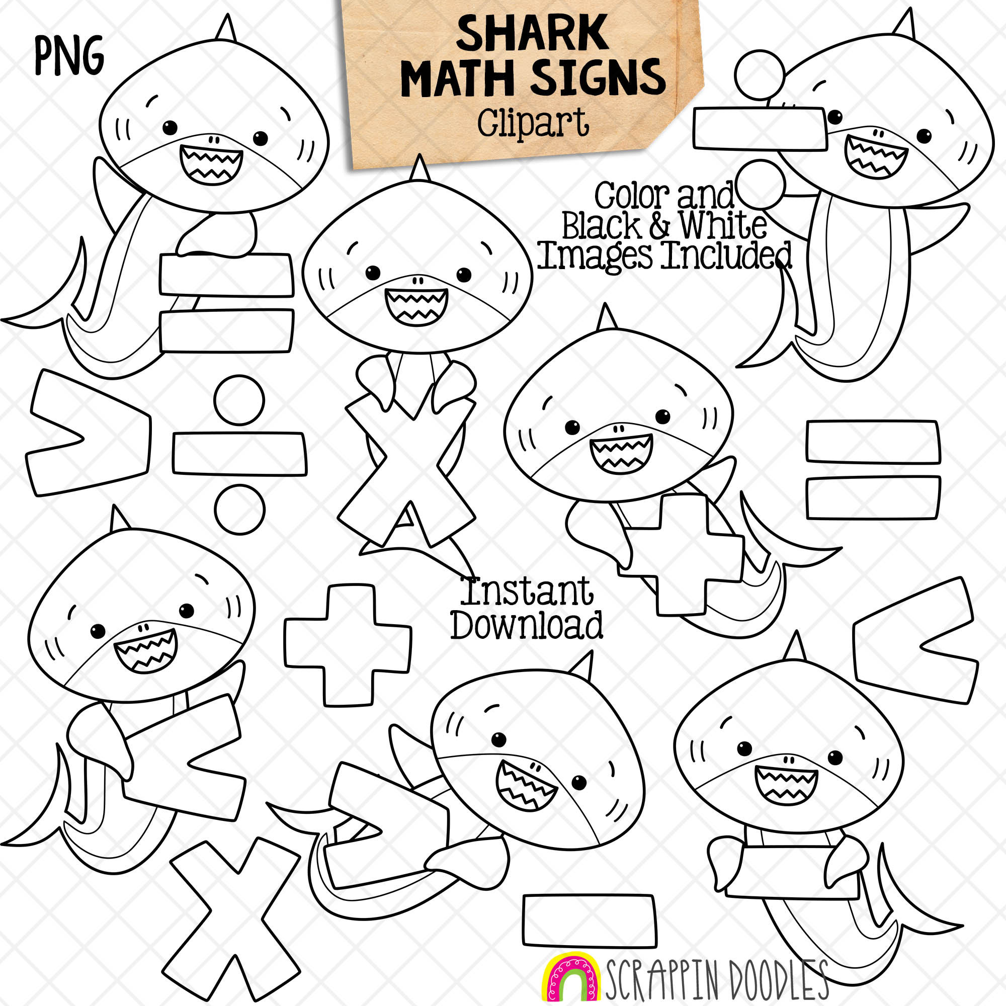Math Sign Sharks Clip Art Grey Shark Clipart Sharks Holding ...