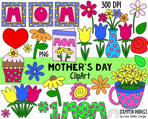 Mothers Day Clipart Spring Clipart Mom Clipart Mum | Etsy