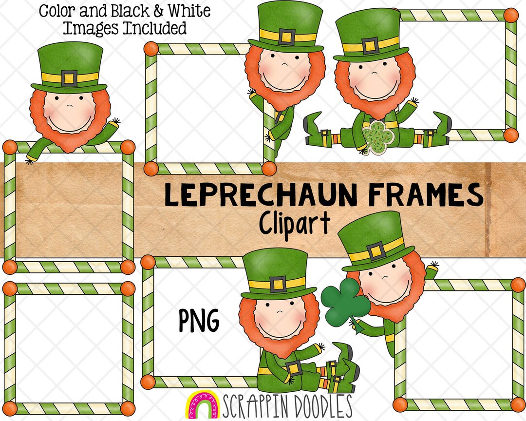 Leprechaun Frames Clip Art - St Patrick's Day Leprechauns - Candy Frame ...