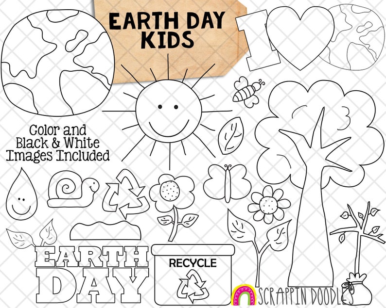 Earth Day Kids Clipart Stick Kids Save the Earth Environmental Kids ...