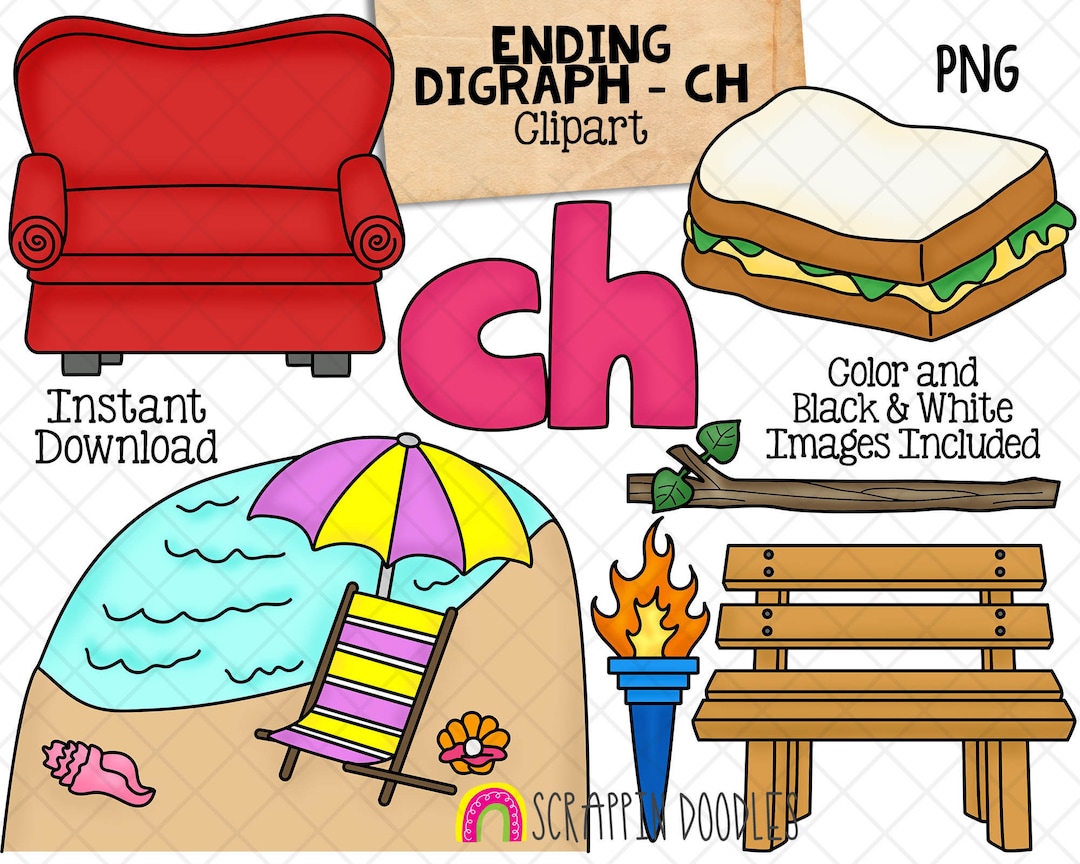 Ending Digraph Clip Art - Words Ending With CH - Commercial Use PNG ...