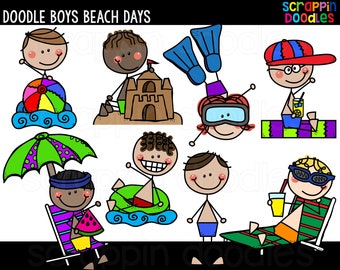Doodle Kids Boys Clipart scrappin Doodles Clipart - Etsy