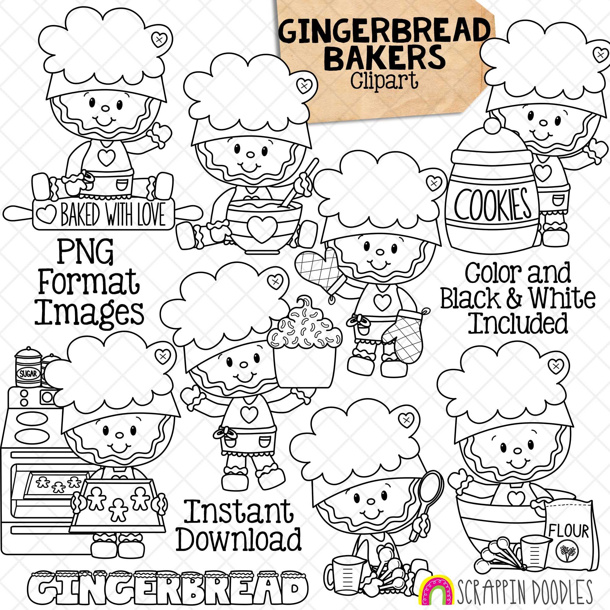 Gingerbread Clip Art Ginger Bread Baking Cute Christmas Cookie Bakers ...