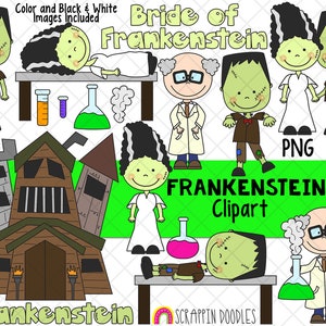 Frankenstein Clip Art - Bride of Frankenstein - Mr & Mrs Frankenstein ...