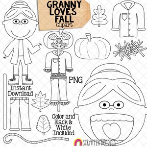 Old Lady Swallowed Some Leaves Clip Art - Granny Loves Fall Graphics ...