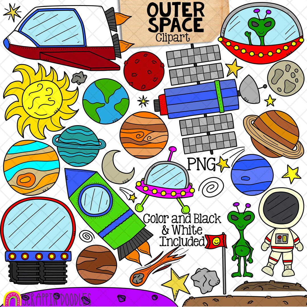 Outer Space Clipart - Astronaut Graphics - Planets PNG - Galaxy - Space ...
