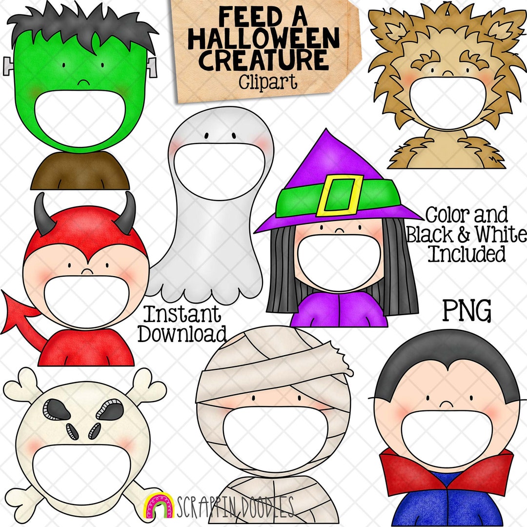 Feed A Halloween Creature Clipart - Feeding Open Mouth Frankenstein ...
