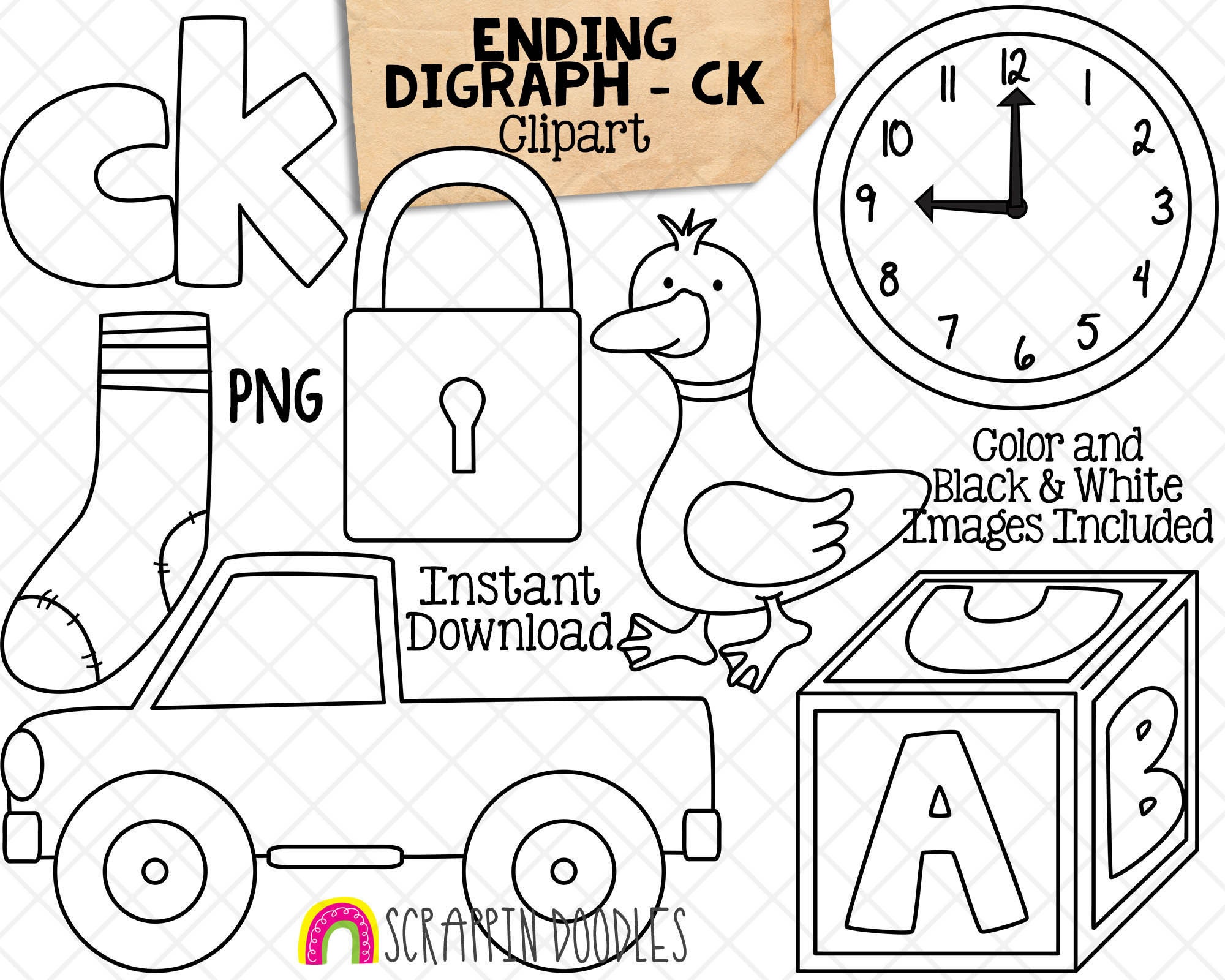 Ending Digraph Clip Art Words Ending With CK Commercial Use PNG ...