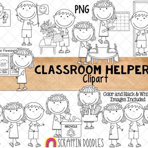 Classroom Helpers Clipart - Kids Doing Classroom Chores Clipart ...