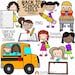 Back to School Clipart - Doodle Girls - School Bus - Student Classroom ...