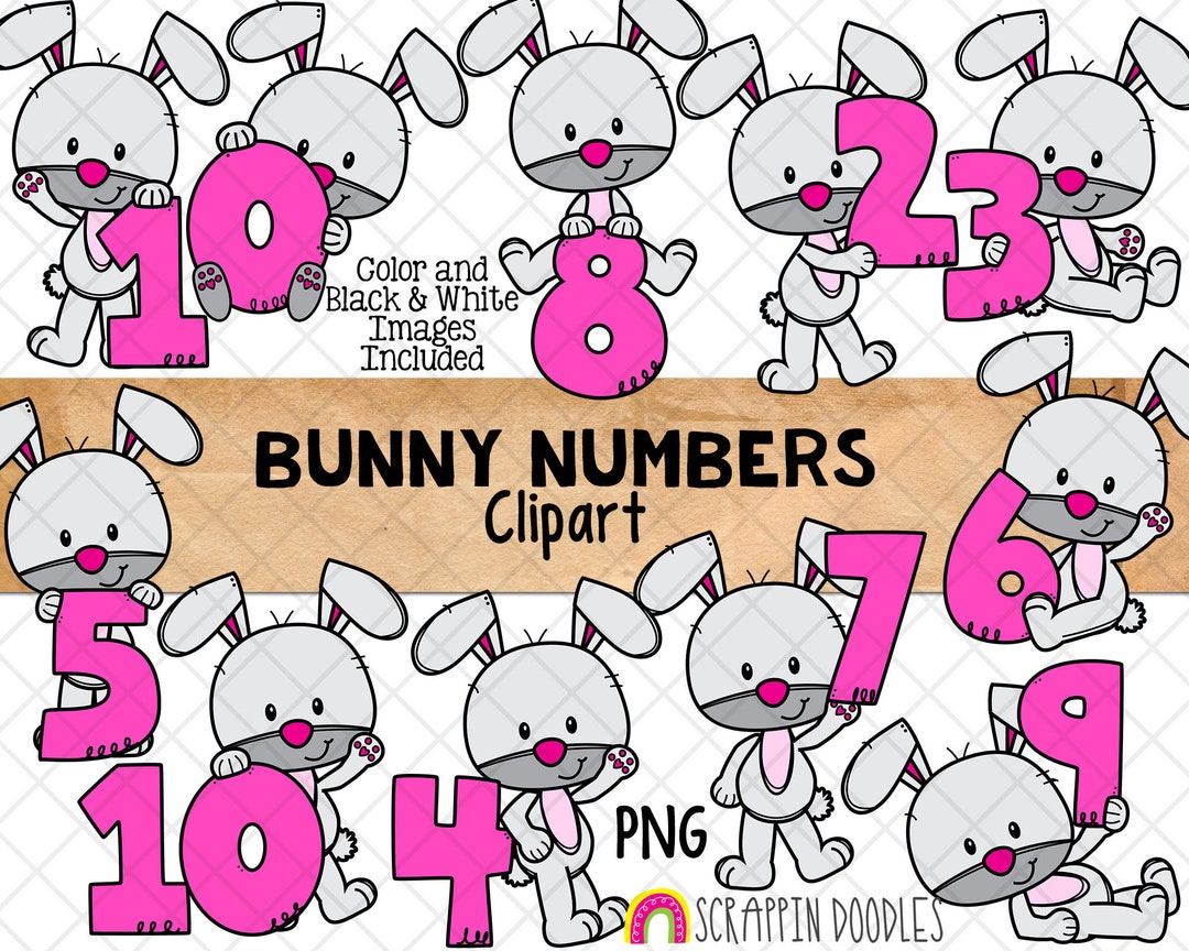 Bunny Rabbit Number Clip Art - Commercial Use Easter Rabbits Holding ...