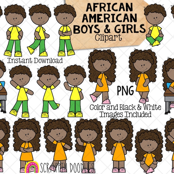 African American Childrens Clipart - Etsy