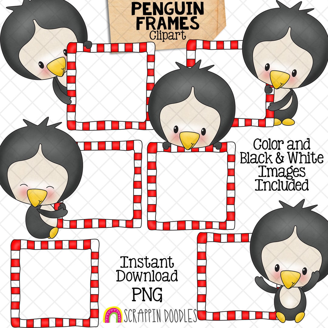 Penguin Frames Clipart - Penguins Holding Frames - Winter Baby Penguin ...