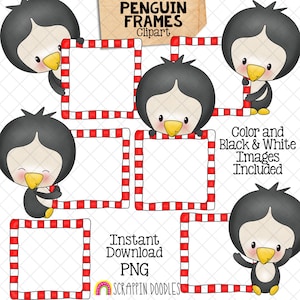 Penguin Frames Clipart - Penguins Holding Frames - Winter Baby Penguin ...