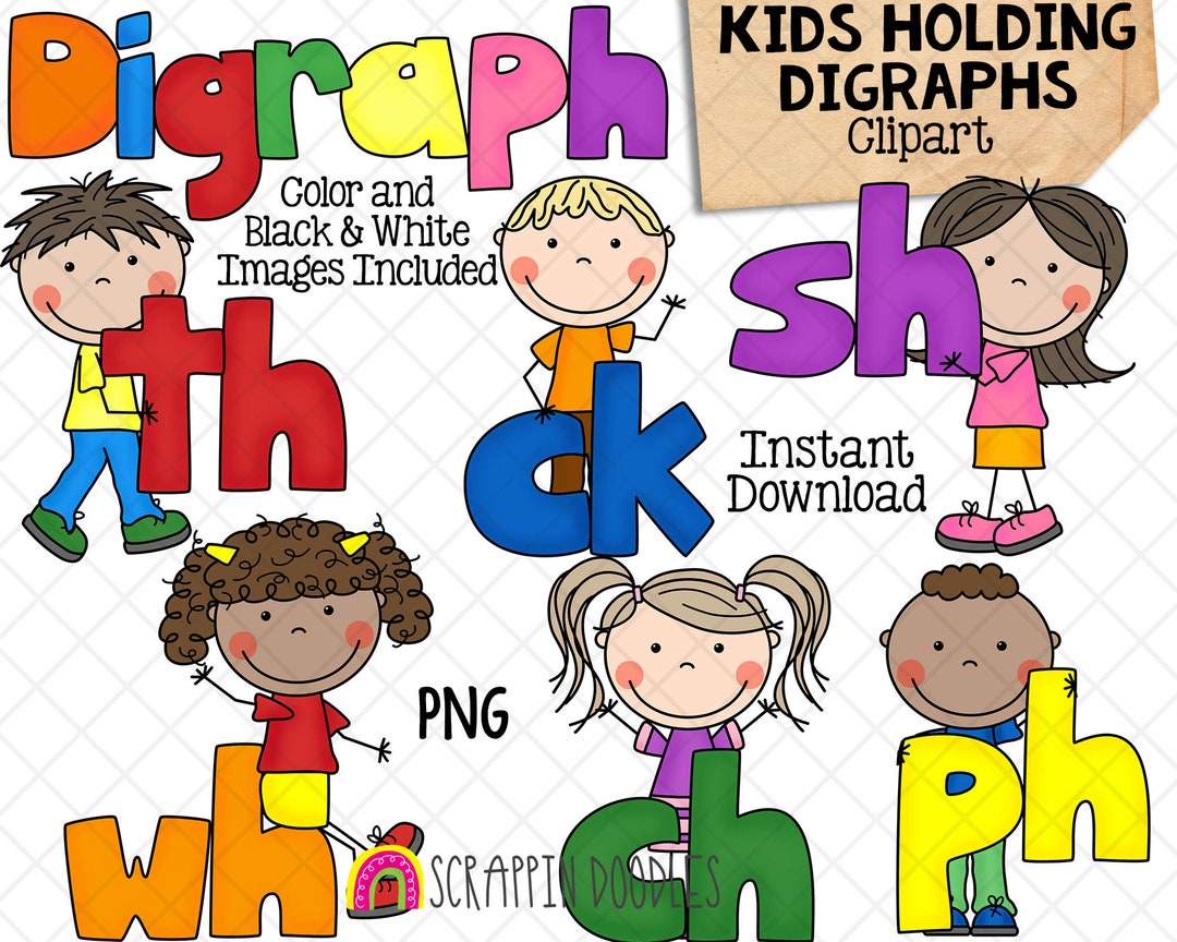 Digraph Clip Art - Kids Holding Digrams - Commercial Use PNG ...