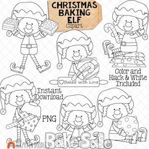 Christmas Baking Elf Clip Art - Christmas Elves Posing - Standing ...