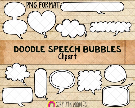 Doodle Speech Bubbles Hand Doodled Speech Bubble Clipart - Etsy