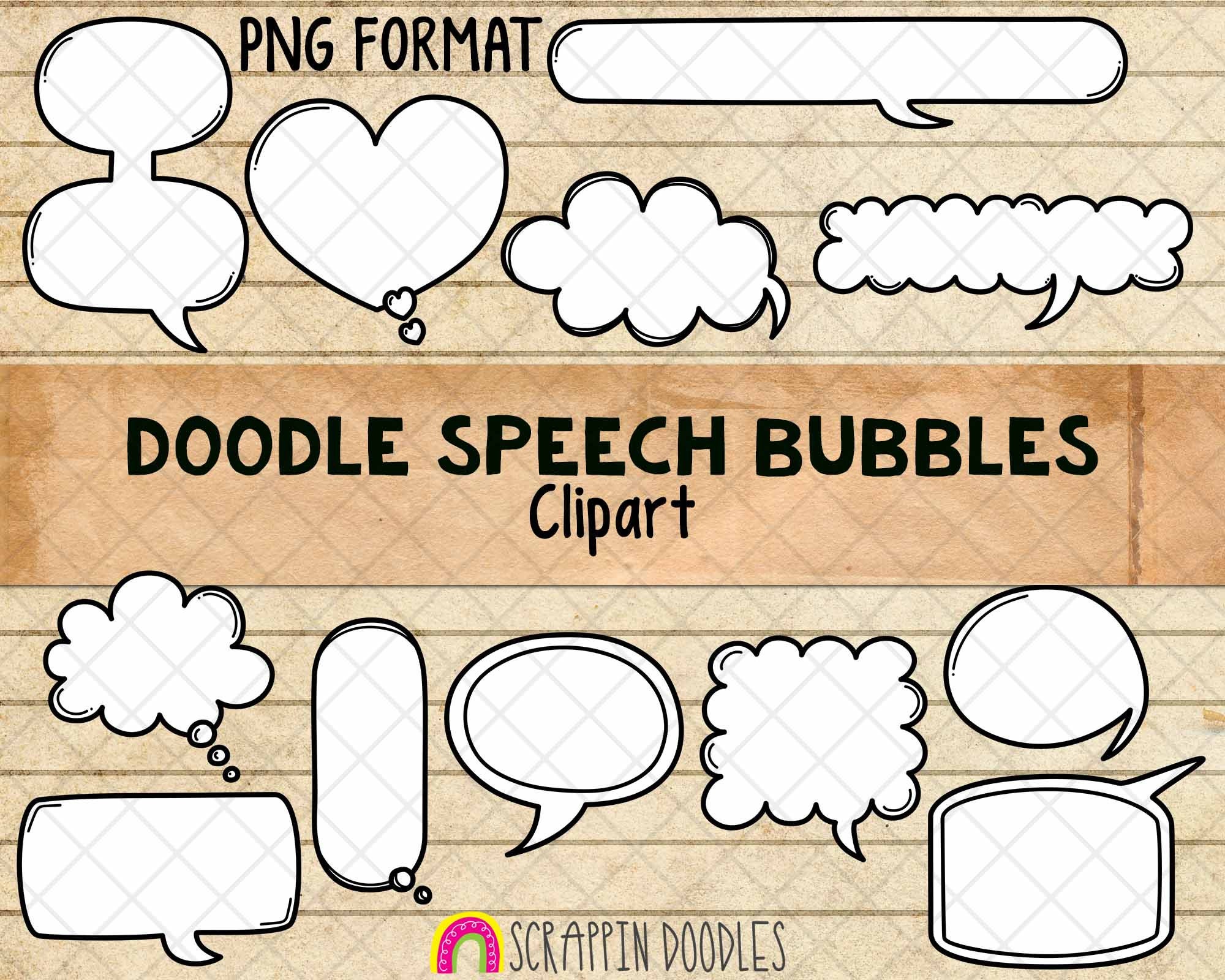 Doodle Speech Bubbles Hand Doodled Speech Bubble Clipart Commercial Use ...