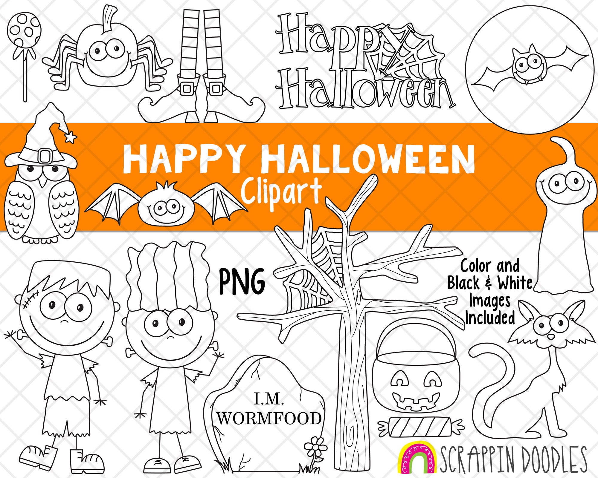 Happy Halloween Clip Art Halloween Graphics Spooky Tree - Etsy
