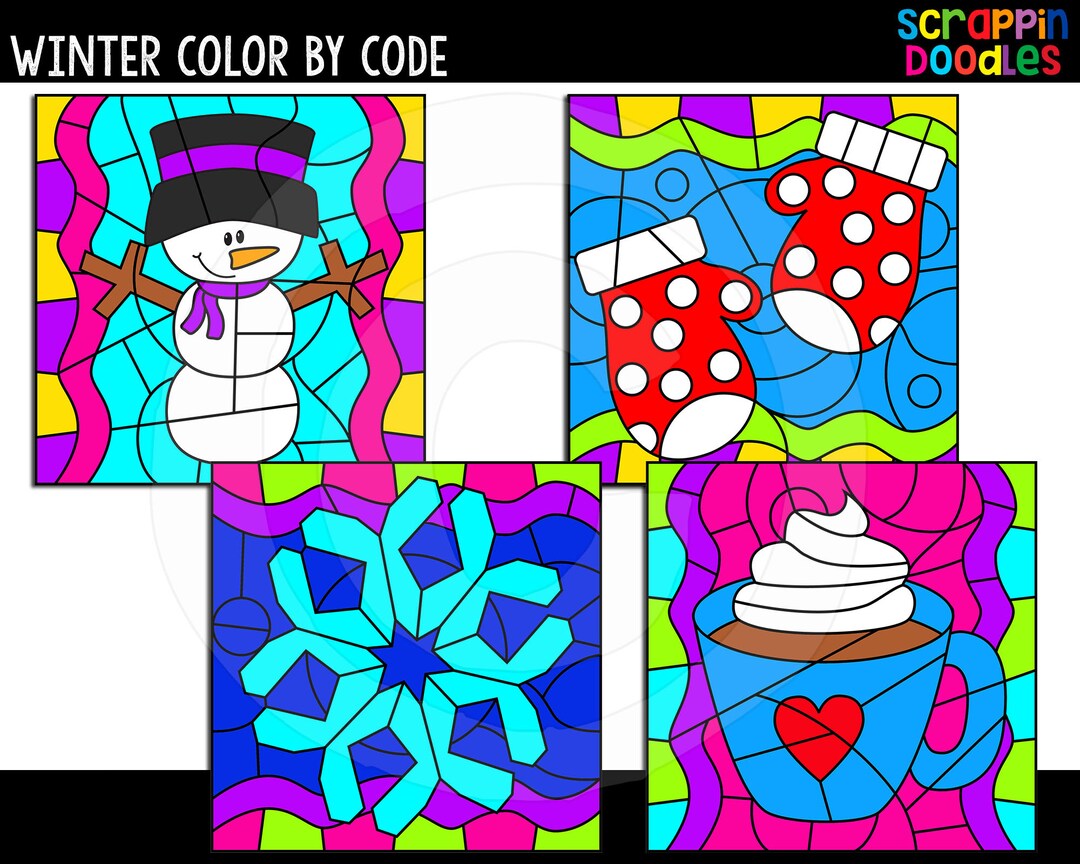 Winter Color by Code Templates - Cute Commercial Use Color by Code ...