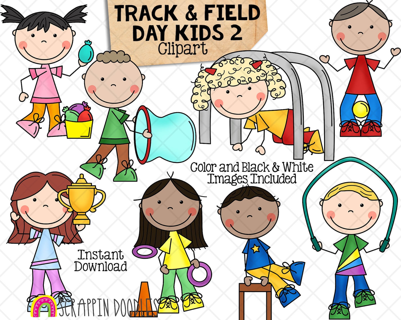 Field Day Clipart 2 track and Field Kids School Tabloid Day Commercial ...
