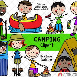 Camping Clipart Doodle Boys Camping Backpacking Clipart | Etsy