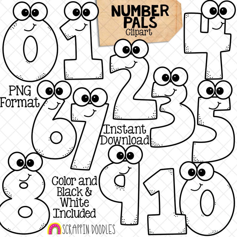 Number Clip Art - Colored Numbers Clip Art - Block Numbers With Eyes ...