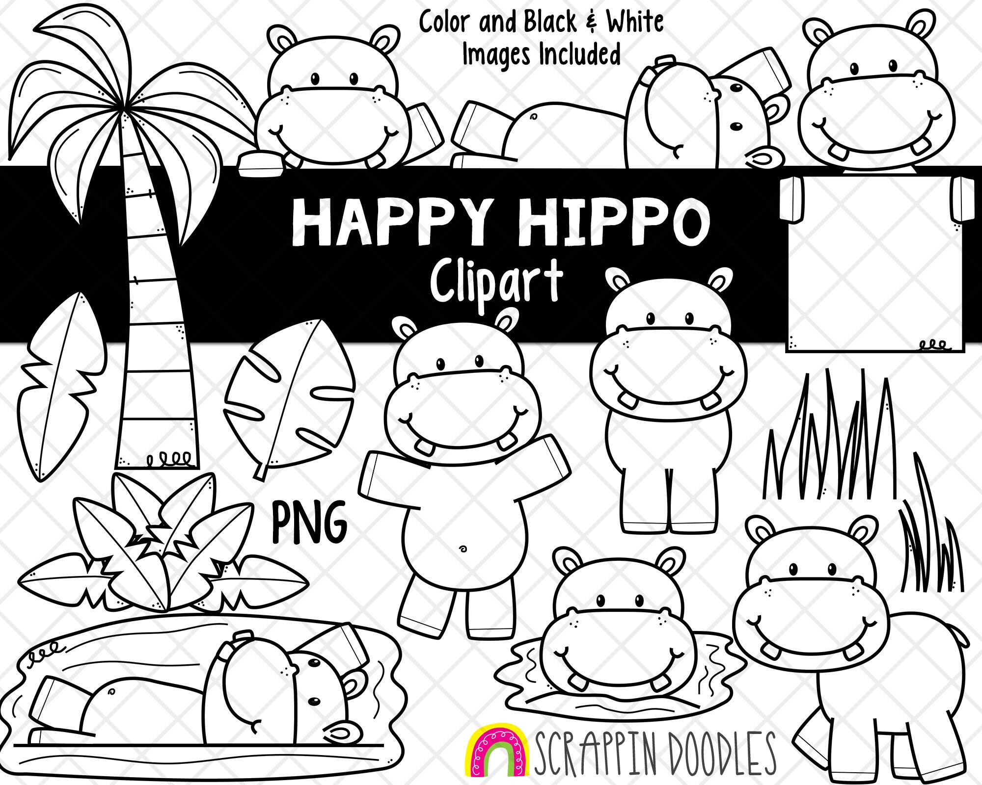 Hippopotamus Clipart - Cute Hippo Clipart - Hippopotamus Habitat ...