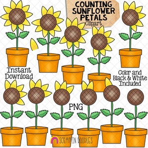 Counting Sunflowers Clipart - Autumn Sunflower Petal Counting ...