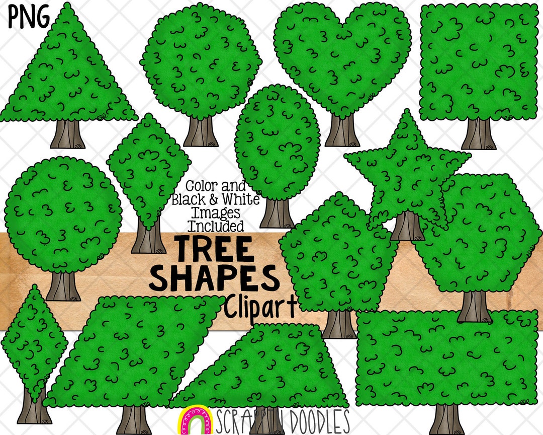 Tree Shapes Clipart - Commercial Use 2D Shape Clip Art - Earth Day ...
