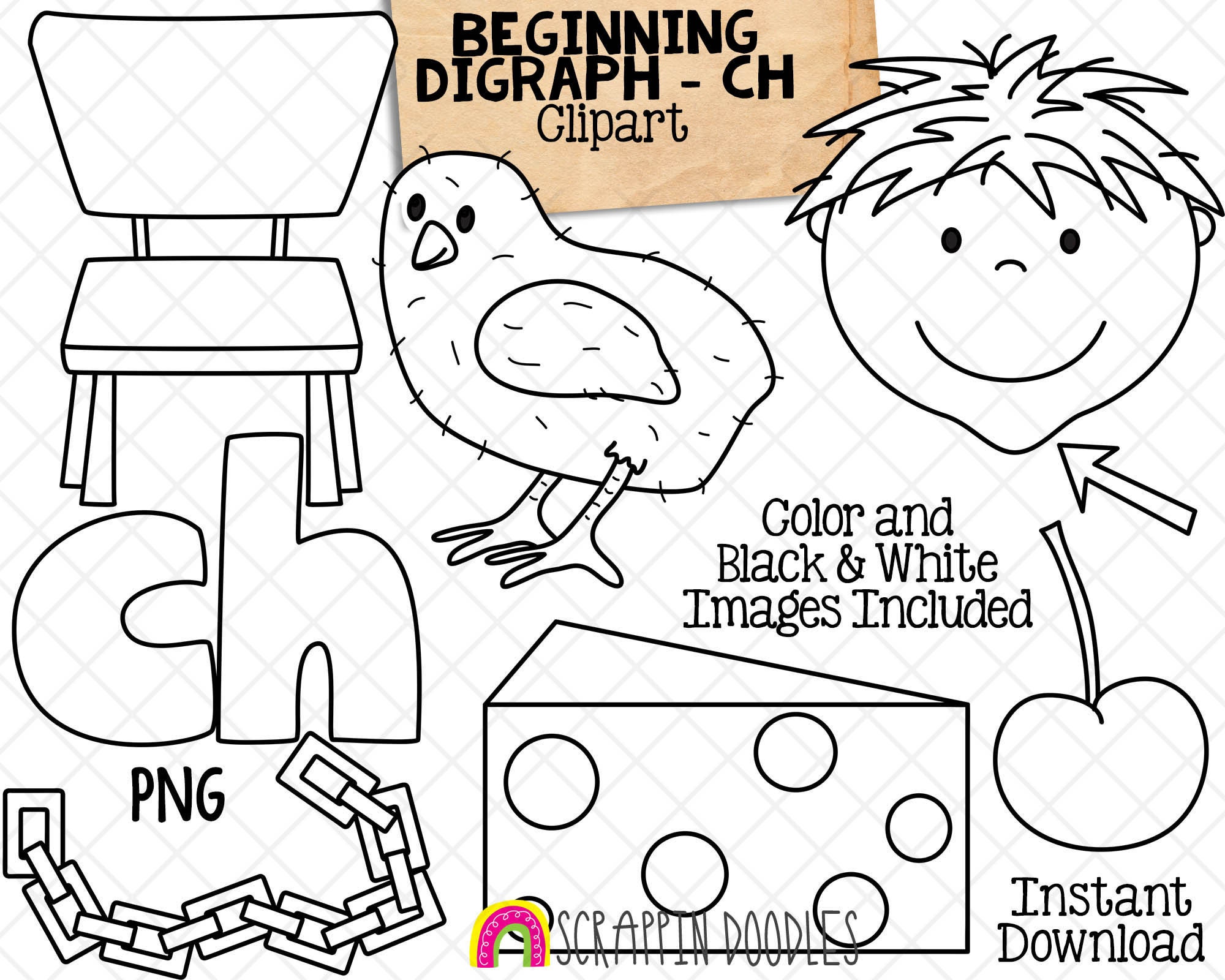 Beginning Digraph Clipart Words Beginning With CH - Etsy