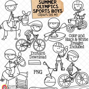 Summer Olympics Sports Boys Clipart 3 - Canoeing - Cricket - BMX ...