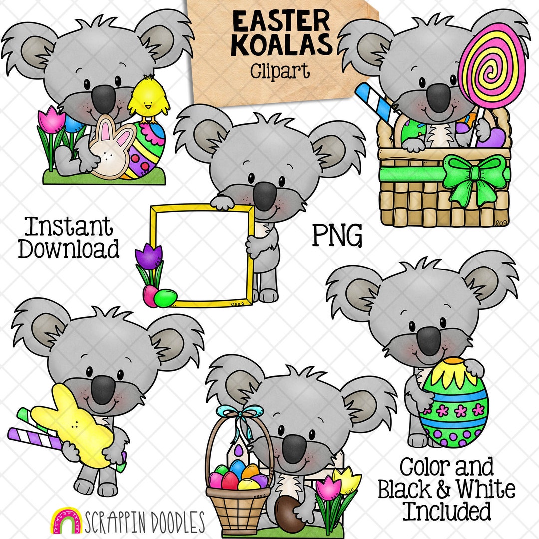 Easter Koala Clipart - Easter Eggs - Spring Koala Bear Graphics ...